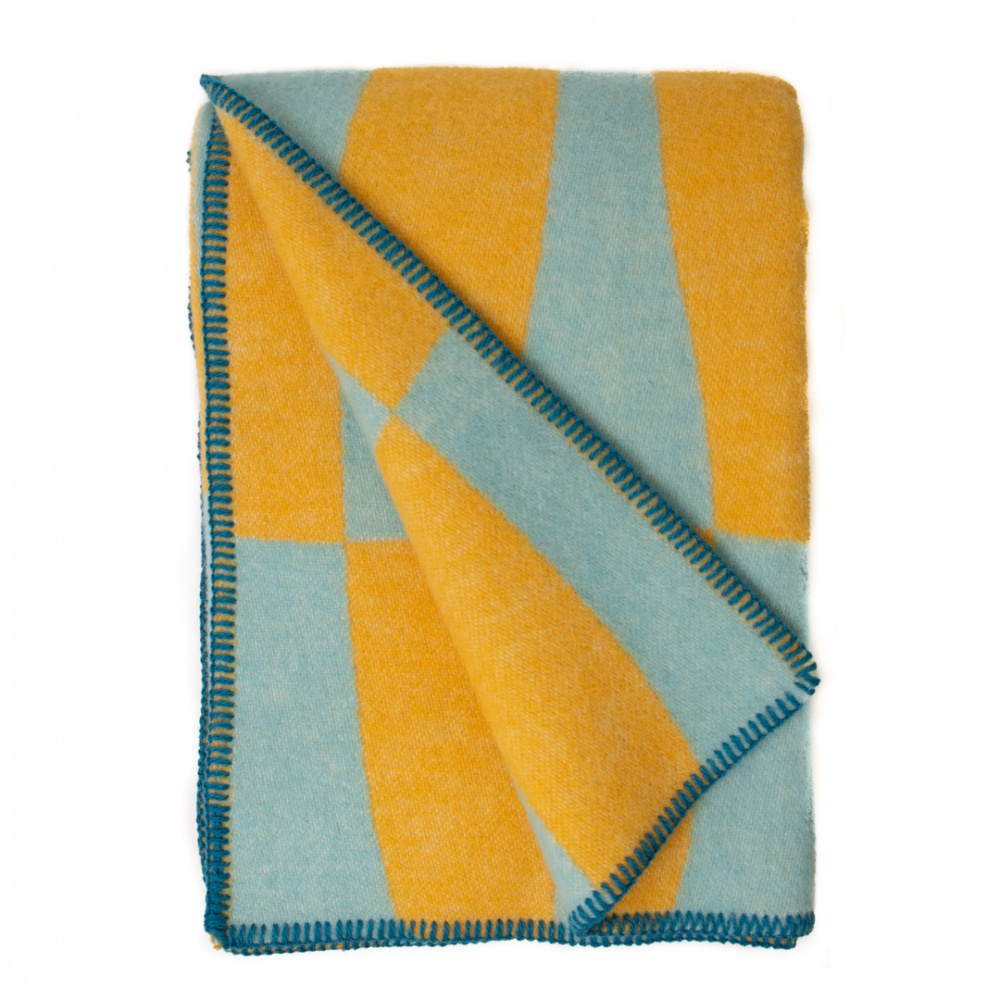 Ullpledd med mønster BØLGE - mint Norsk design - Moia Form