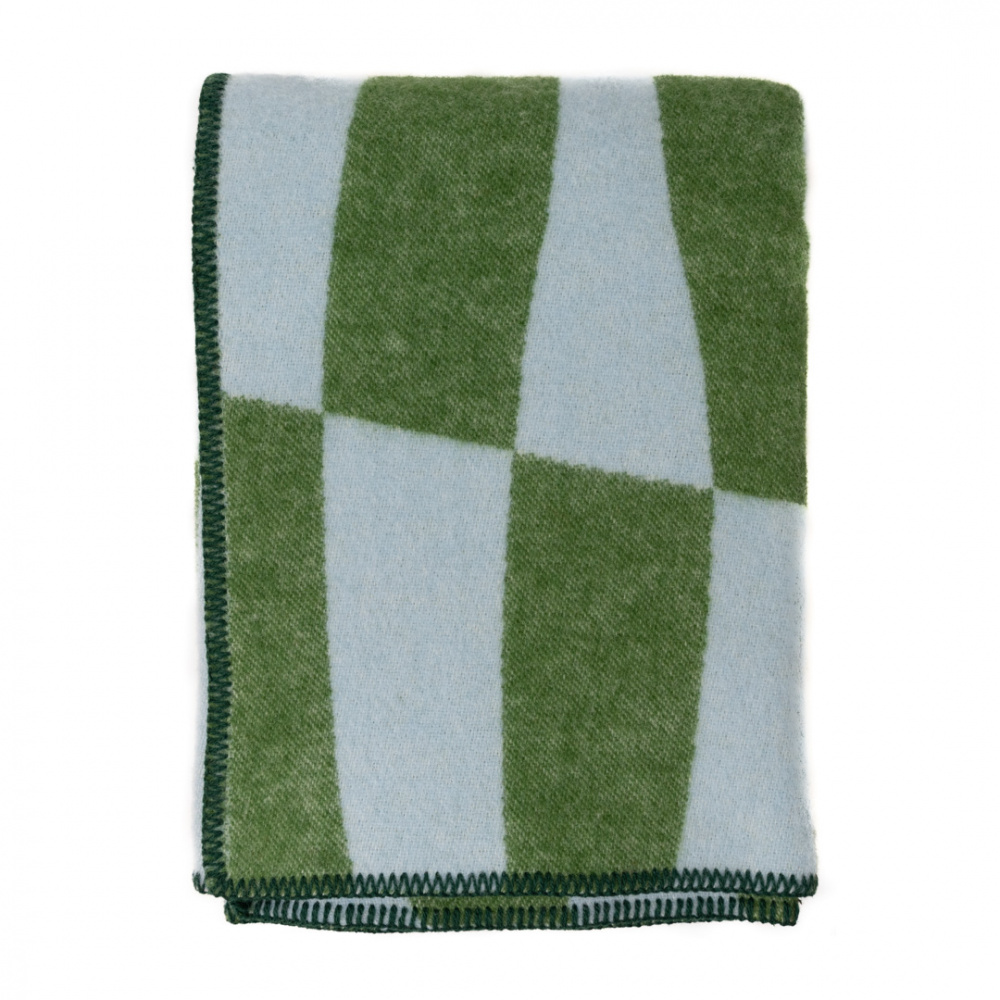 Ullpledd med mønster BØLGE - grønn. Norsk design - Moia Form